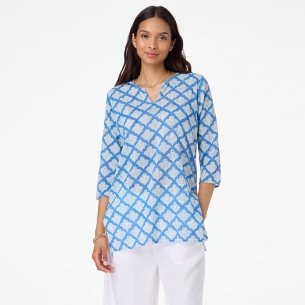 Roller Rabbit Jemina Kurta Tunic Top 100% Cotton Size… - Gem